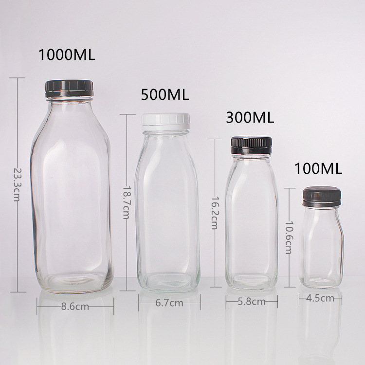 100ml 300ml 500ml 1000ml 16oz Vintage Square Beverage Glass Drinking ...
