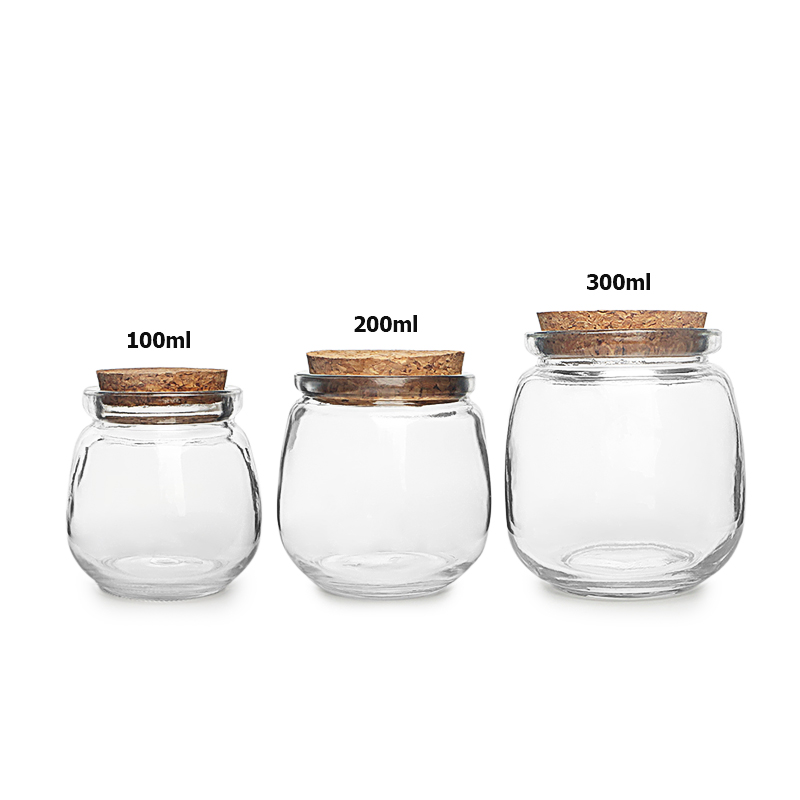 100ml 200ml 300ml pudding jars with cork glass jar