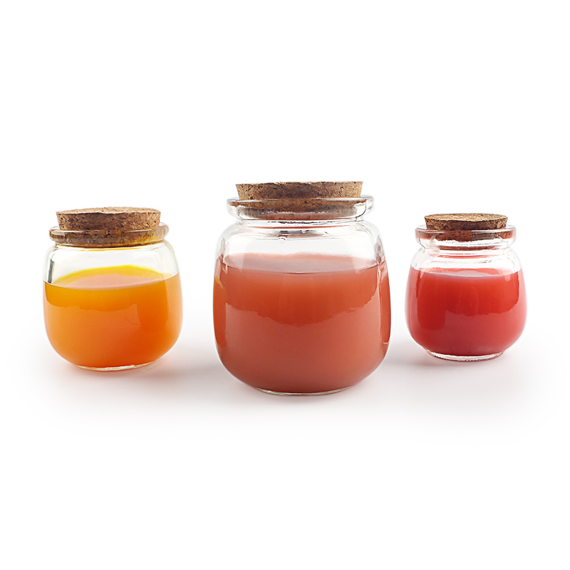 100ml 200ml 300ml pudding jars with cork glass jar