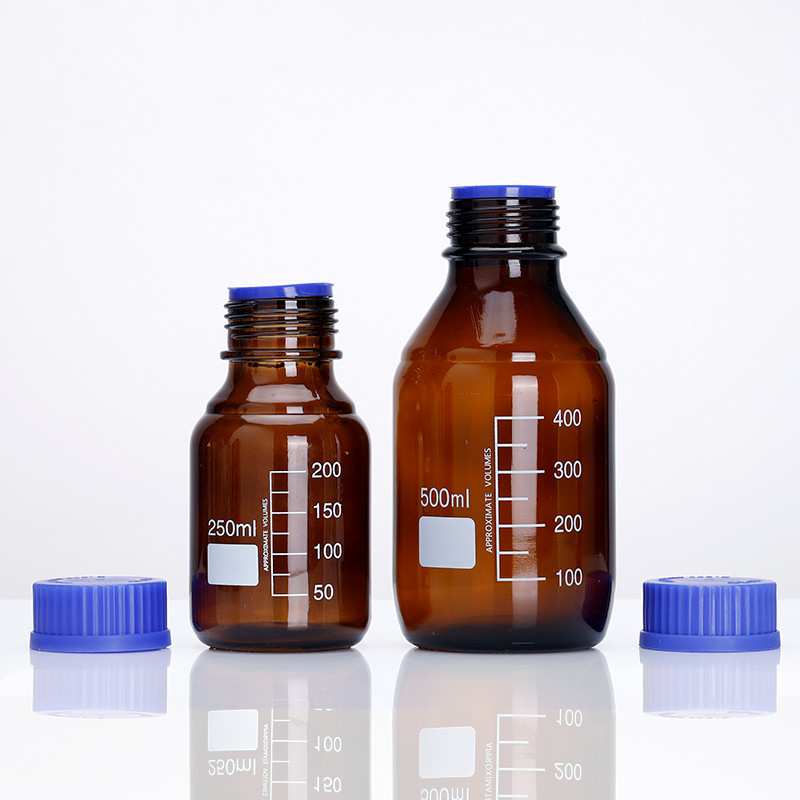 clear and amber lab Borosilicate glass graduated reagent bottle 50ml ...