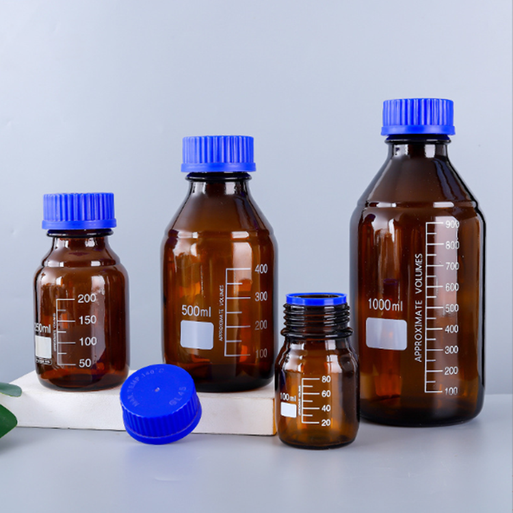 Laboratory glassware 100ml-1000ml soda lime amber glass bottles for ...
