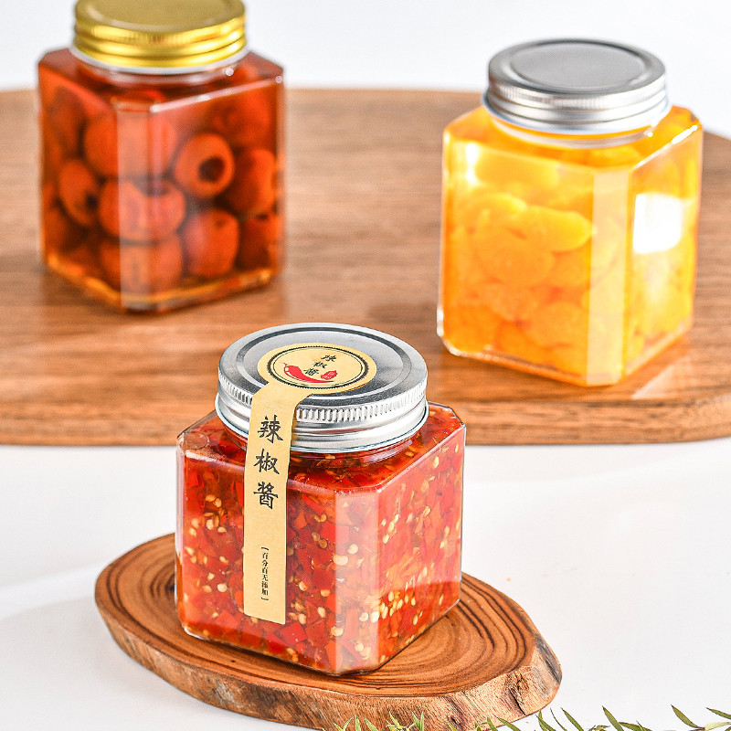 Food container 250ml 380ml 500ml octagon glass canning jars for honey ...