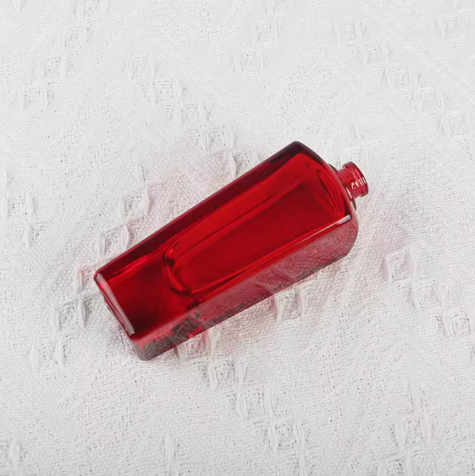 New arrivals 50ml cone design red color glass perfume bottles with pump ...