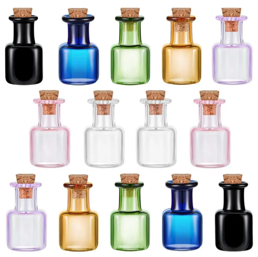 Colored Spell Jars Tiny Wishing Glass Bottles with Cork Small Potion ...