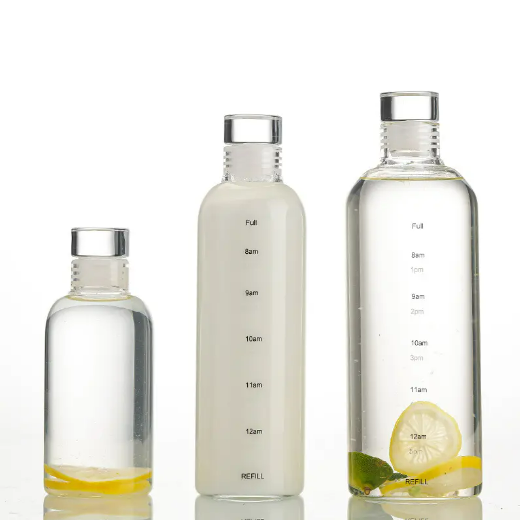 Wholesale 300ml 500ml 750ml borosilicate glass juice water bottle with ...